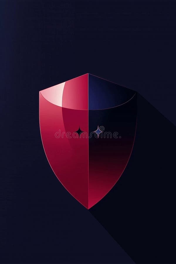 Stylized Red and Navy Shield Graphic with a Modern Minimalist Design ...