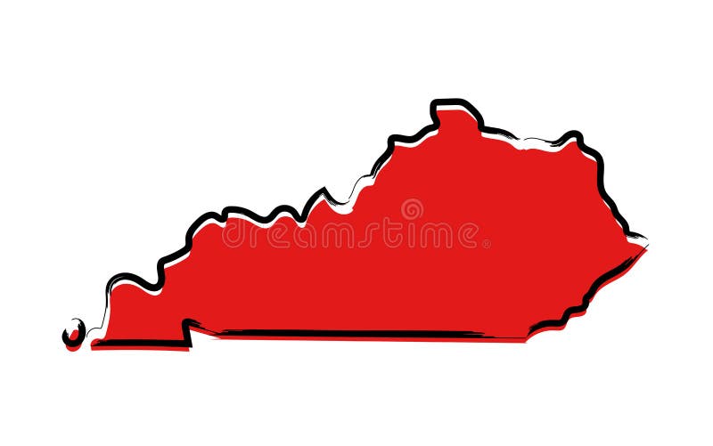 Red sketch map of Kentucky stock vector. Illustration of states - 113154741