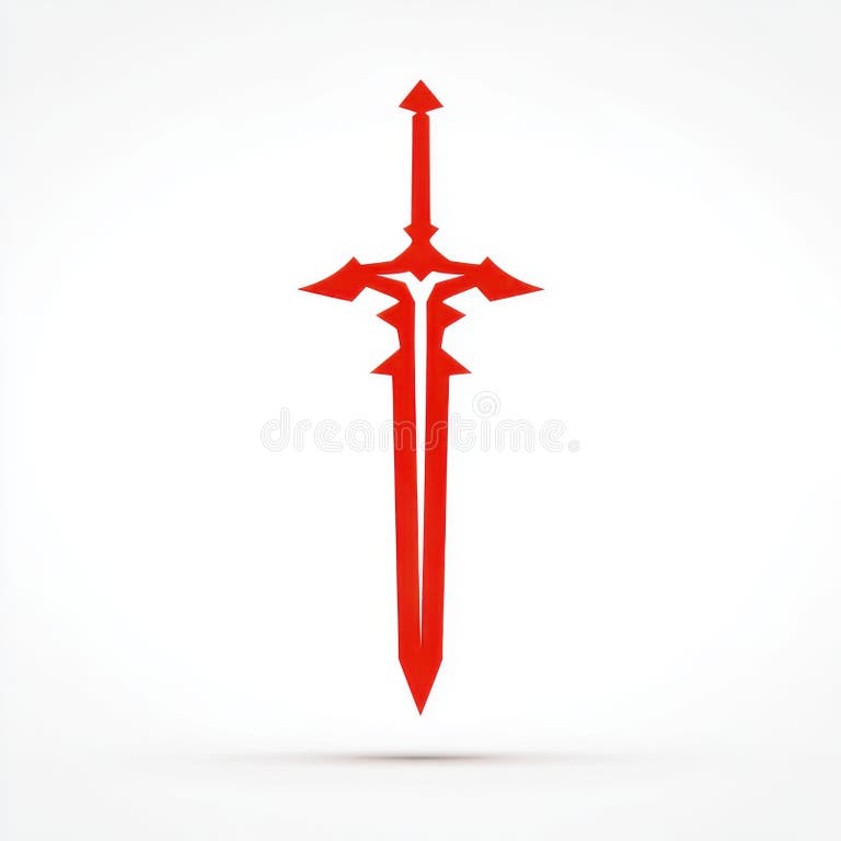 Red Stylized Sword Icon on White Background Stock Illustration ...