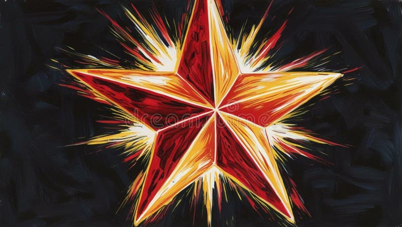 A Stylized Red and Yellow Five-pointed Star with a Dynamic, Explosive ...
