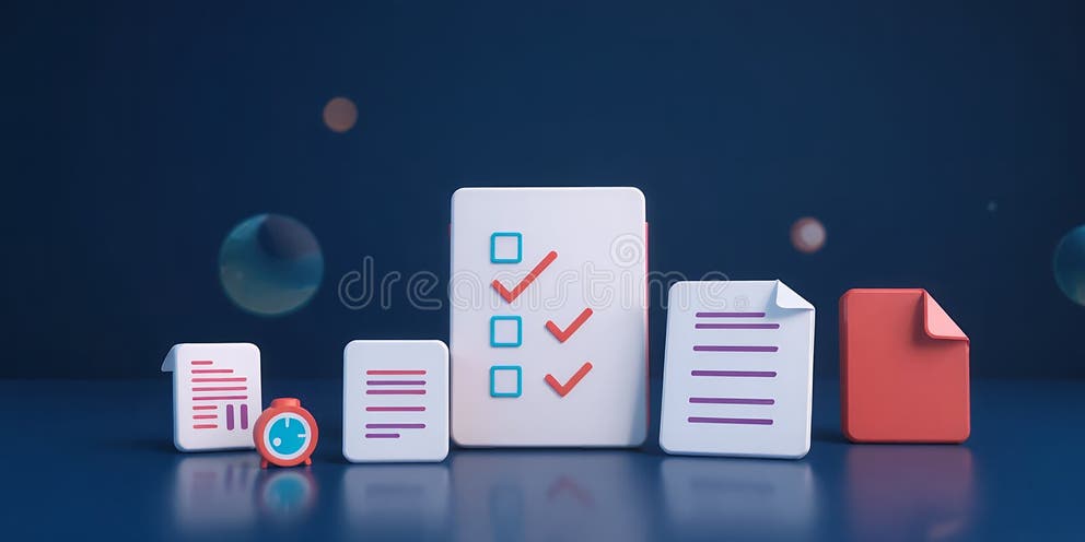 A Stylized Rendering of Task Management Items with a Checklist and ...