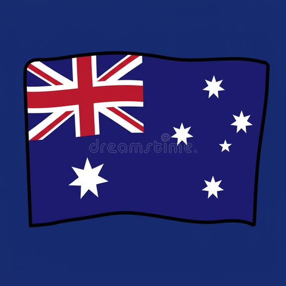 A Stylized Representation of the Australian Flag on a Blue Background ...
