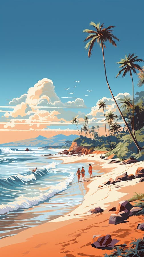 A Stylized Representation of a Beach or Ocean Scene, Complete with ...