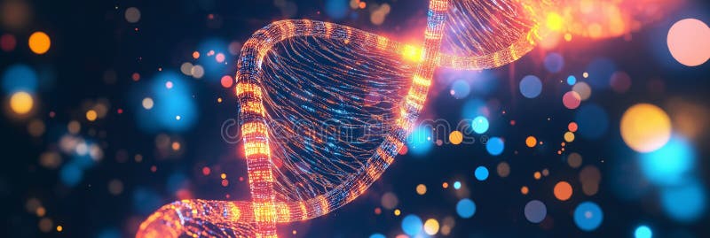 Stylized Representation of DNA Double Helix Intertwined with Binary ...