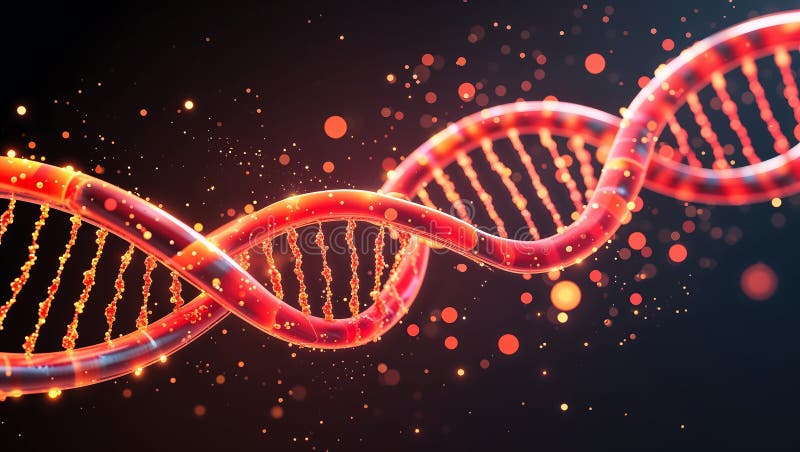 Stylized DNA Double Helix with Glowing Translucent Central Display ...