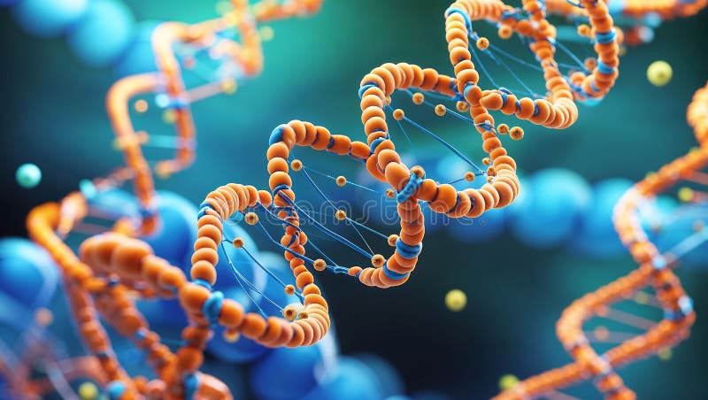 Stylized DNA Strands Floating in Abstract Blurred Background Stock ...