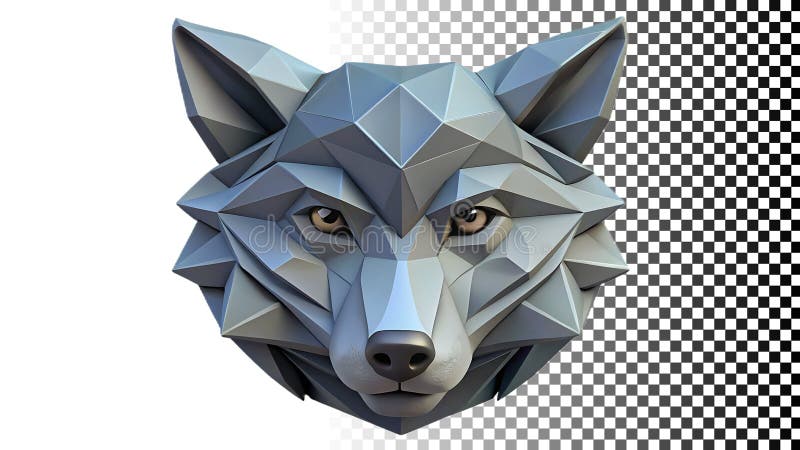 Geometric Fox Head Abstract Animal Art Low Poly Digital Sculpture Png ...