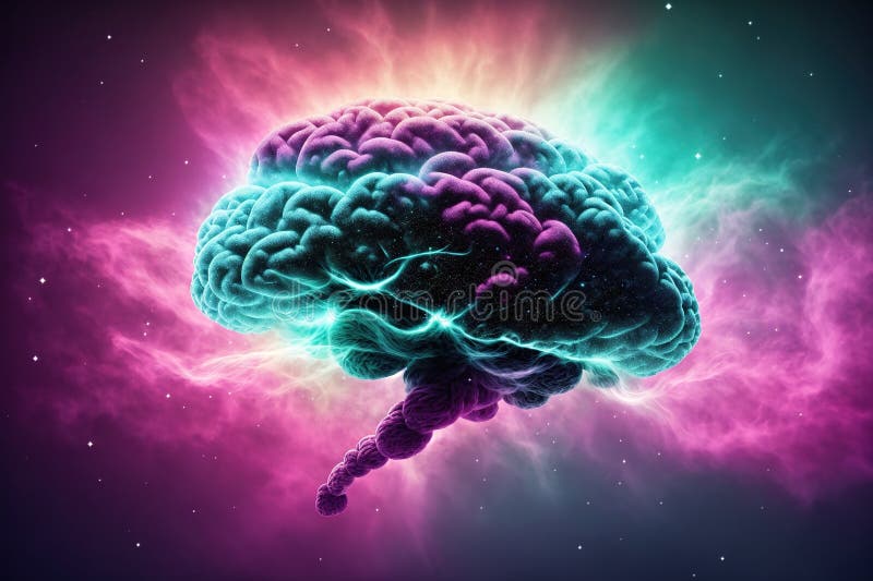A Stylized Representation of the Human Brain, with Pink and Purple ...