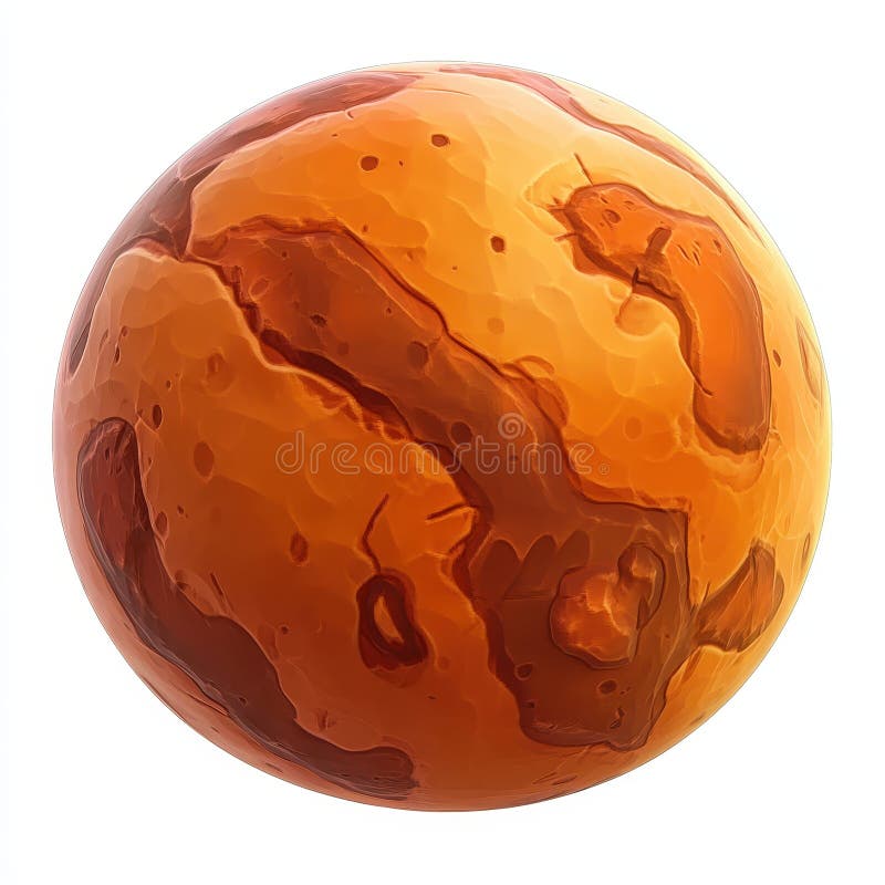 A Stylized Representation of Mars, Showcasing Its Reddish Surface and ...