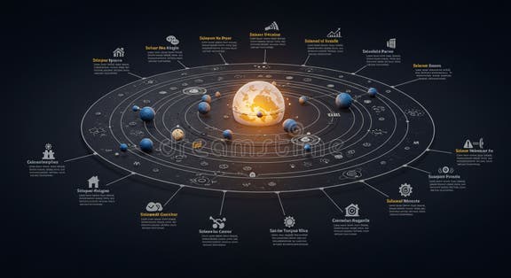 A Stylized Representation of the Solar System Featuring Labeled Planets ...