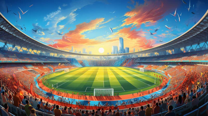 A Stylized Representation of a Sports Arena with Multiple Teams Playing ...