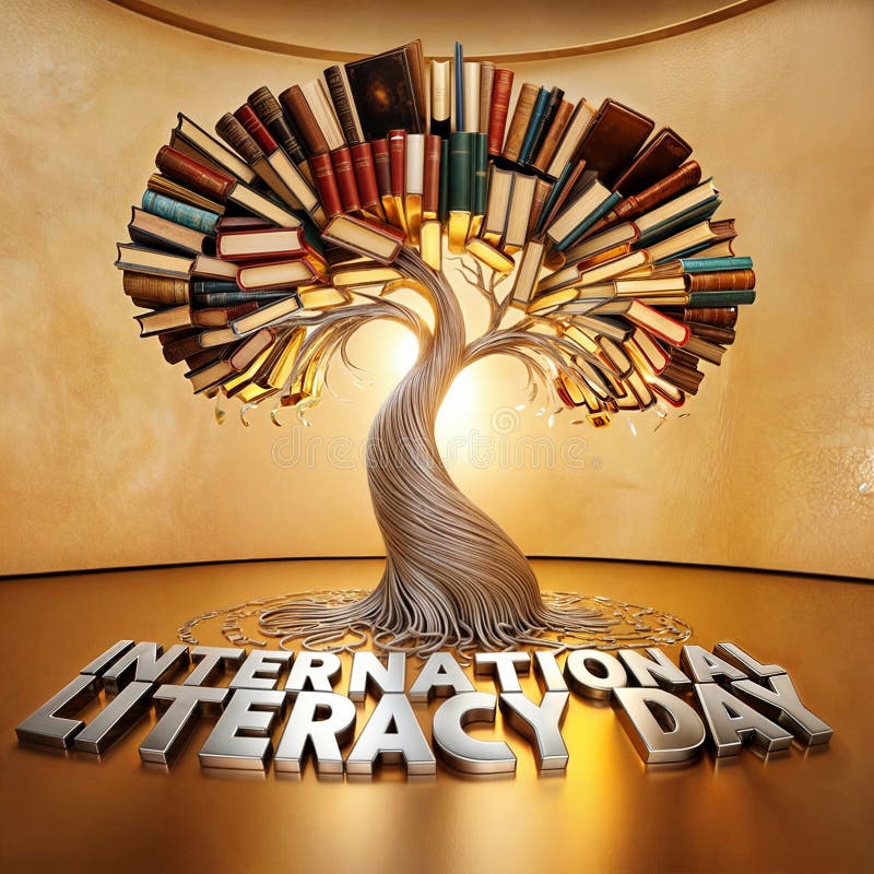 A Tree Made of Books, with the 3d Text Phrase Words A Tree Made of Books, with the 3d Text Phrase Words