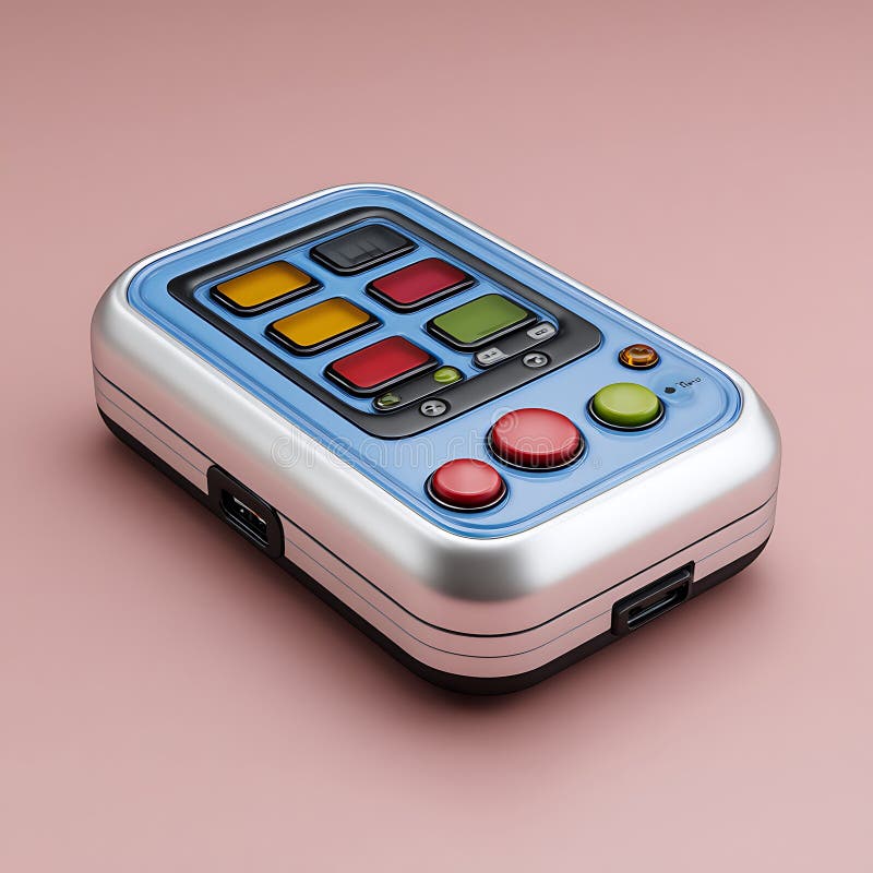 Retro Portable Gaming Device with Colorful Buttons and Screen Stock ...