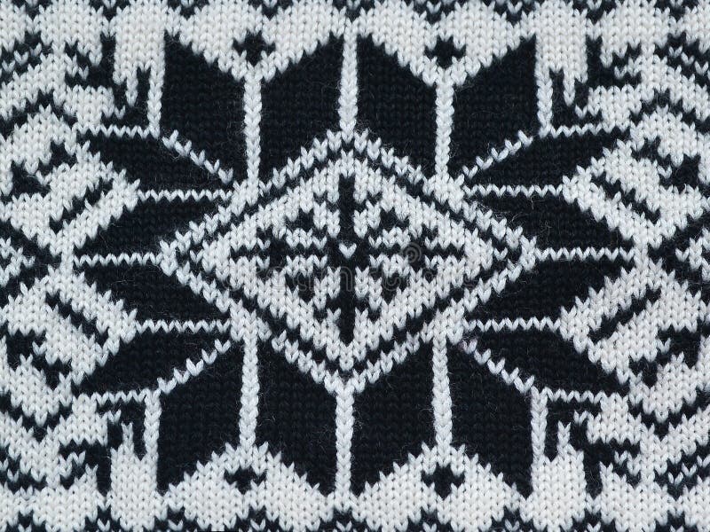Stylized Retro Pattern Knitted with Wool of Black and White Threads ...