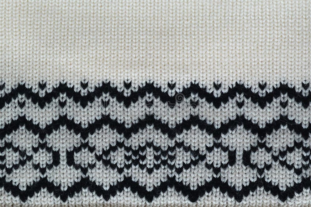 Stylized Retro Pattern Knitted with Wool of Black and White Threads ...