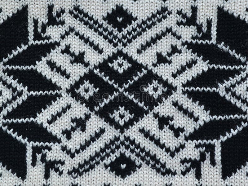 Stylized Retro Pattern Knitted with Wool of Black and White Threads ...