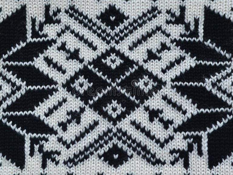 Stylized Retro Pattern Knitted with Wool of Black and White Threads ...