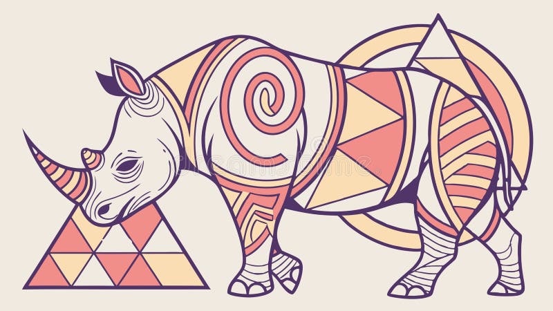 Stylized Rhino with Abstract Geometric Patterns, Vector Design ...