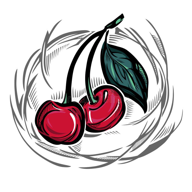 A stylized ripe cherry. stock vector. Illustration of ripe - 70980026