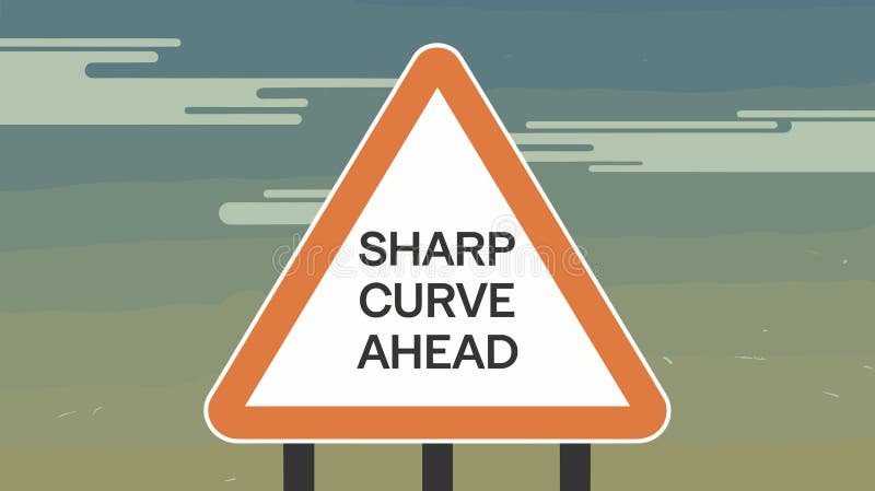 Stylized Road Sign Warning of Sharp Curve Ahead. Stock Vector ...