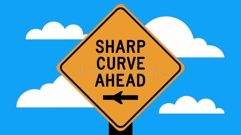 Stylized Road Sign Warning of Sharp Curve Ahead. Stock Vector ...