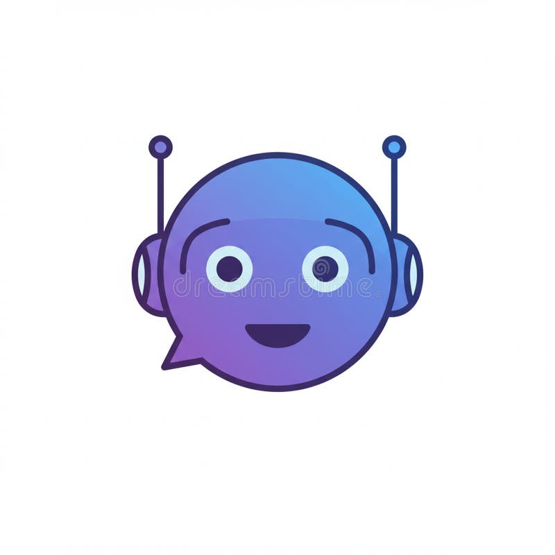 Stylized Robot Face with a Speech Bubble Shape, Featuring Round Eyes ...