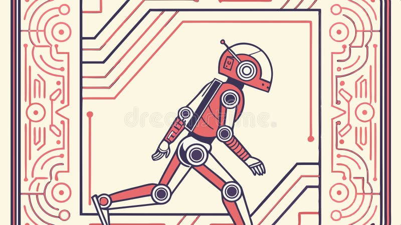 Stylized Robot Figure in Dynamic Motion within a Geometric Frame ...