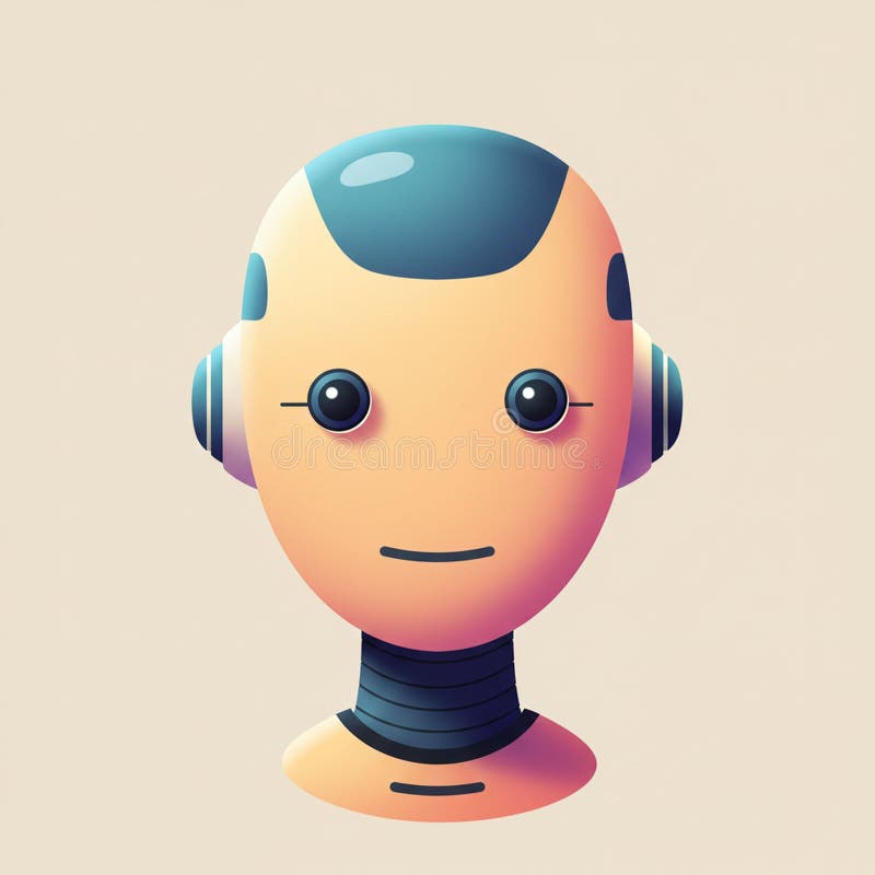 Stylized Robot Head Illustration with a Smooth, Rounded Design ...