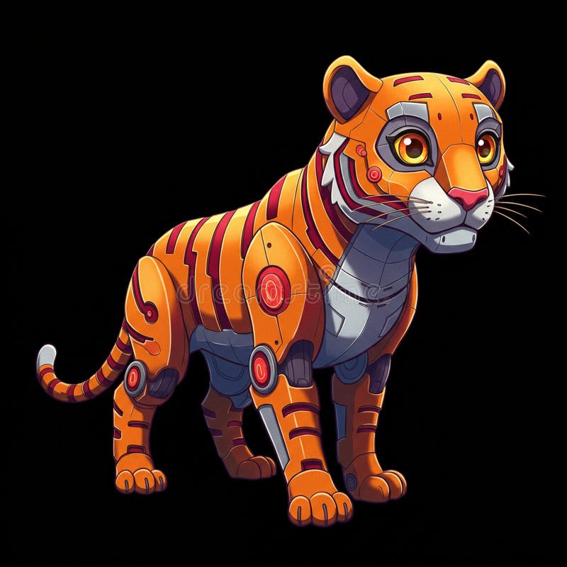 Stylized Robotic Tiger Stock Illustrations – 15 Stylized Robotic Tiger ...