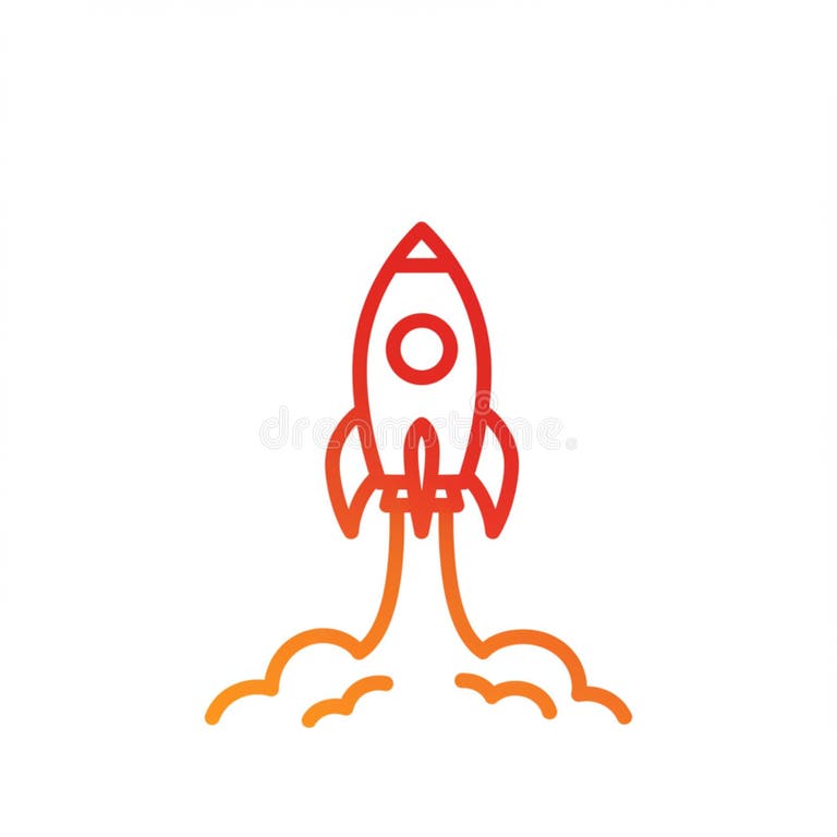 Stylized Rocket Icon with a Red-to-orange Gradient Outline. it Features ...