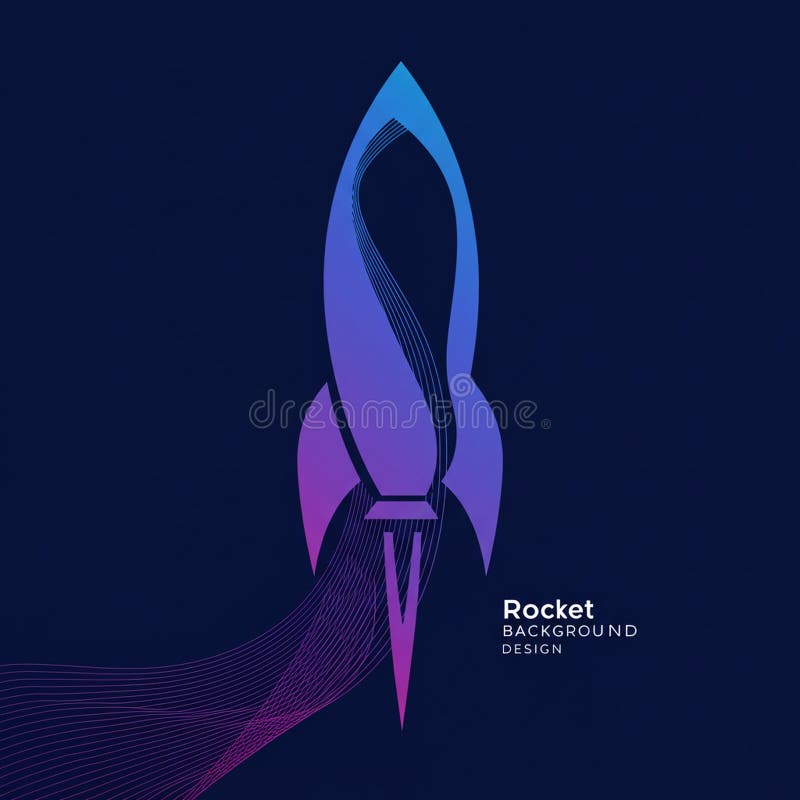 Stylized Rocket Illustration with Smooth Gradient Colors of Blue and ...