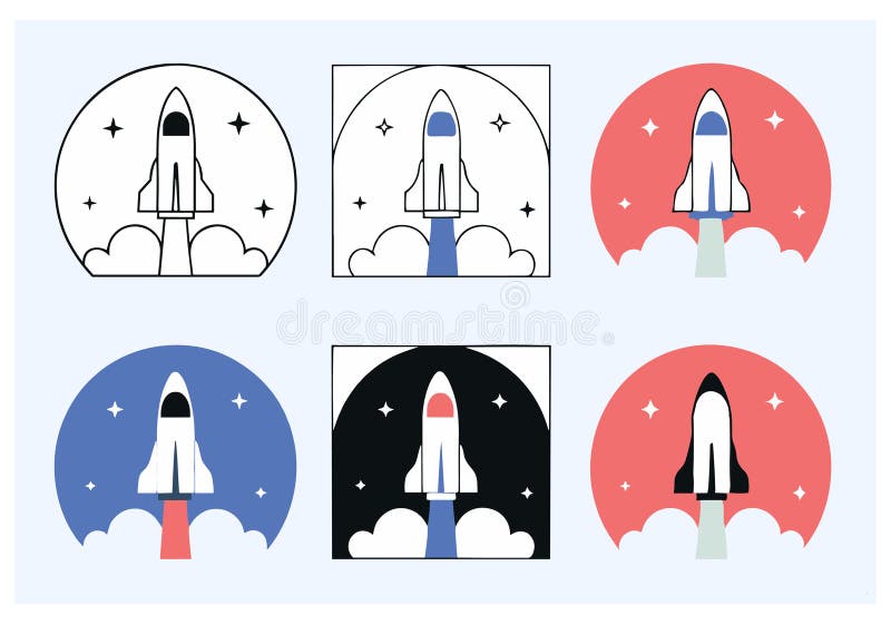 Stylized Rocket Illustrations Collection Stock Vector - Illustration of ...