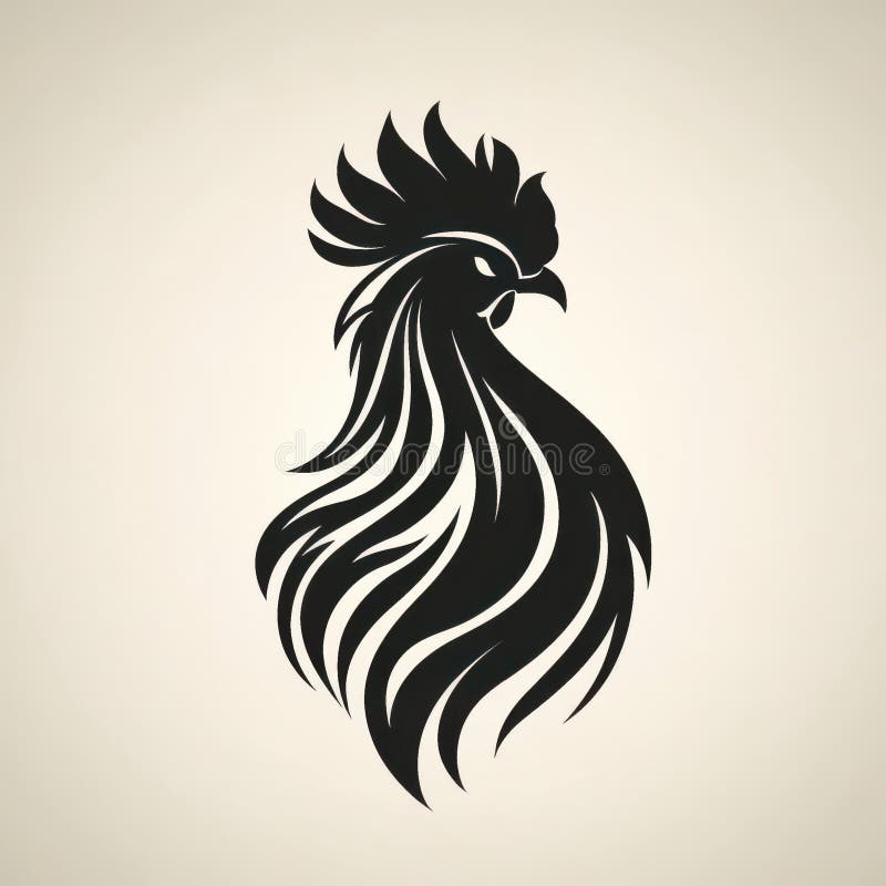 Stylized Rooster Head Black and White Design Stock Illustration ...