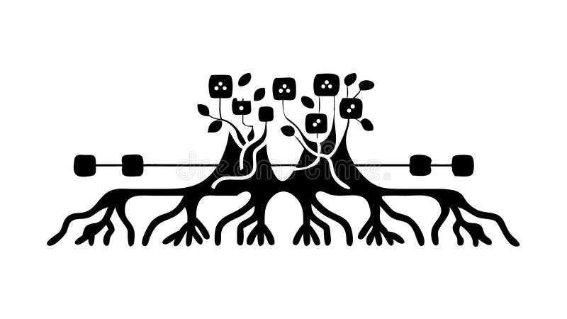 Stylized Roots and Abstract Elements, Symbolizing Natural Processes ...