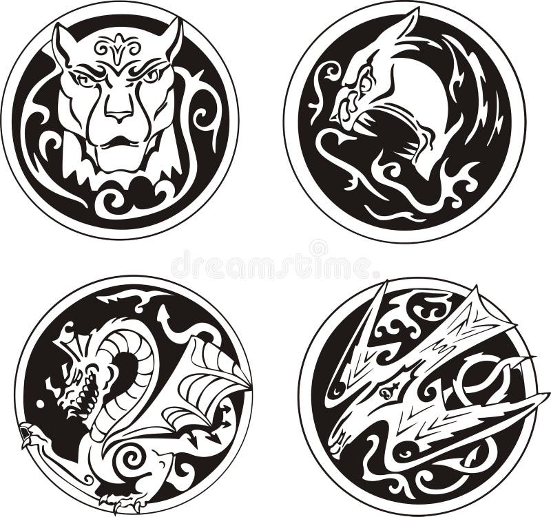 Round dragon designs stock vector. Illustration of fantasy - 28009080
