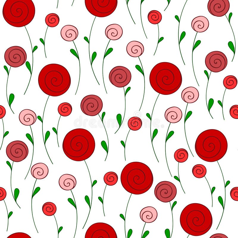 Stylized round red flowers stock illustration. Illustration of colorful ...