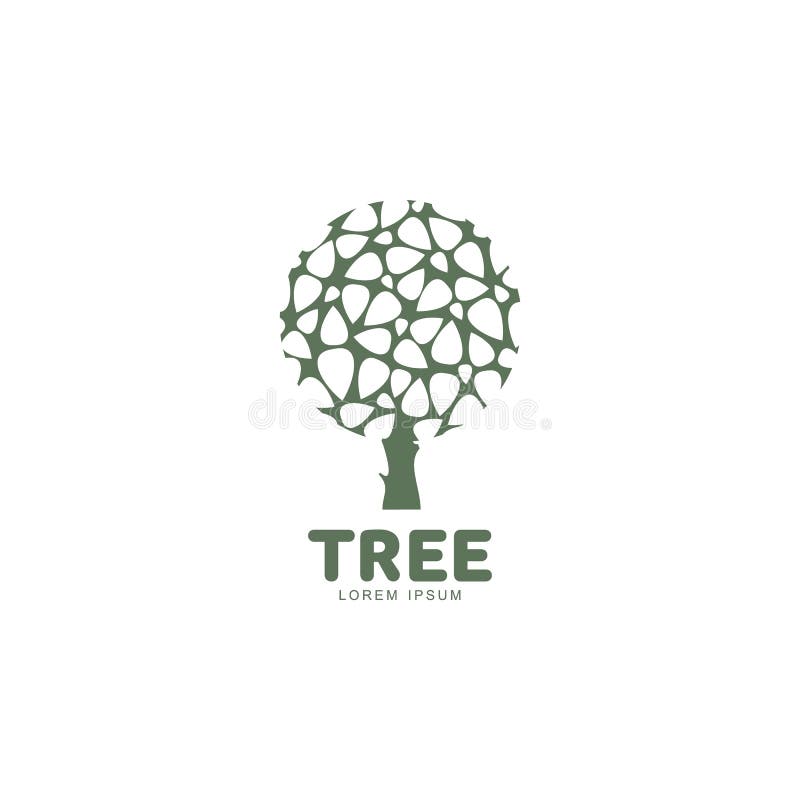 Stylized Round Shape Graphic Tree Logo Template, Vector Illustration ...