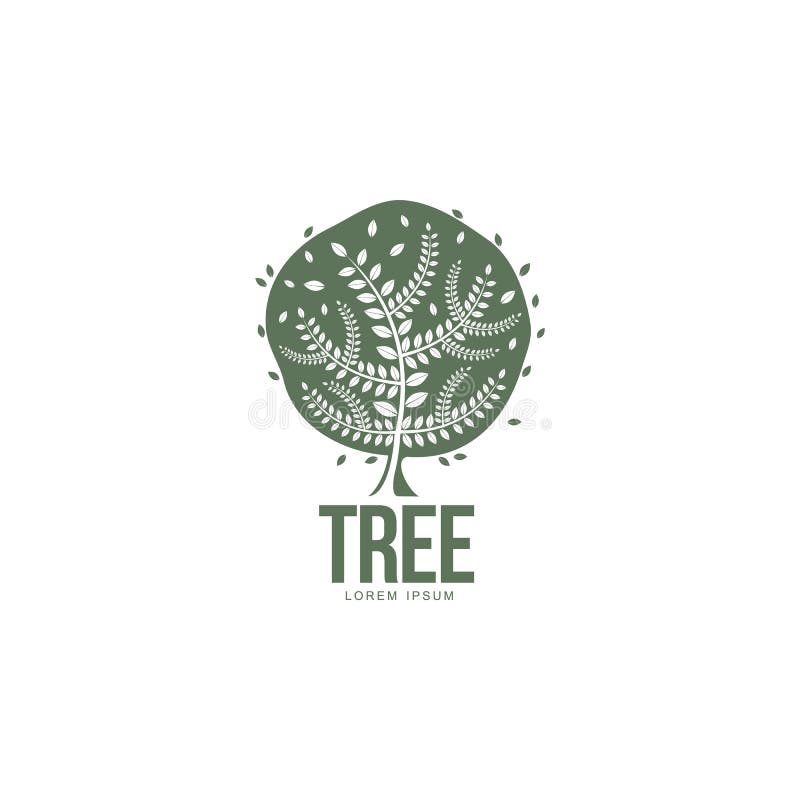 Stylized Round Shaped Green Oak Tree Logo Template, Vector Illustration ...