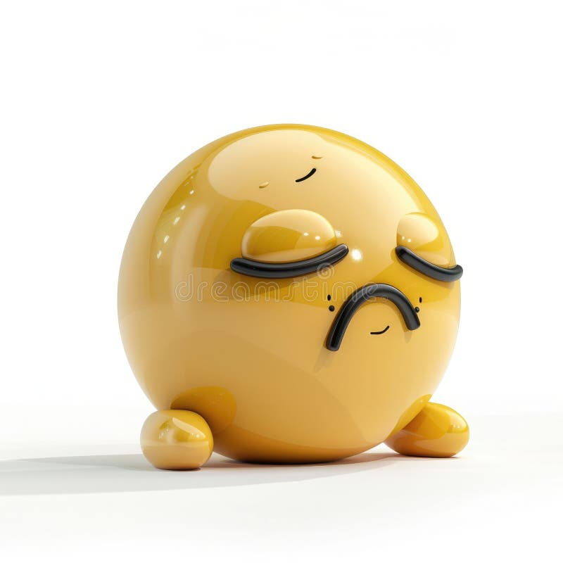Sad Yellow Emoticon Character, 3D Rendering Stock Illustration ...