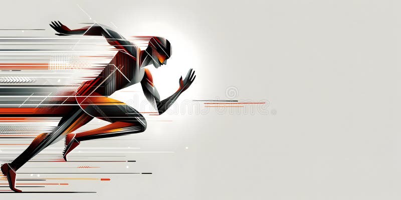 Stylized Runner with Abstract Speed Lines in Minimalist Motion Design ...
