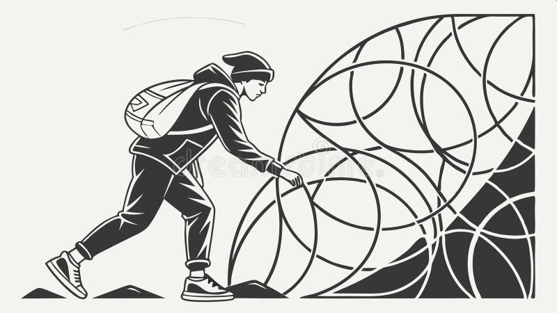 Stylized Runner and Geometric Pattern, Abstract Sports Illustration ...