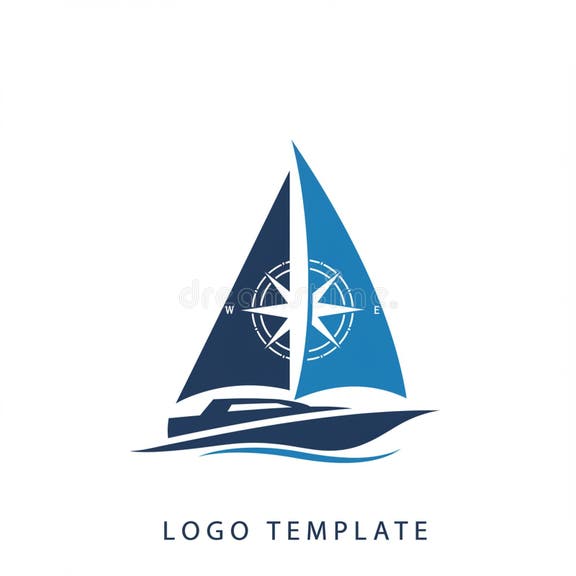 Stylized Sailboat Logo Featuring Two Triangular Sails in Shades of Blue ...