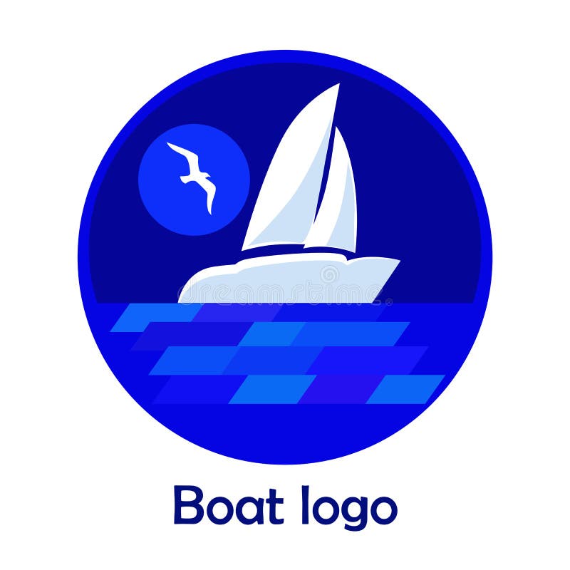 Stylized Sailing Boat Logo with Seagull and Sun Stock Vector ...