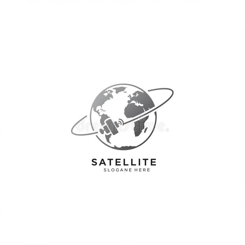 Stylized Satellite Icon Featuring Earth with Continents and a Satellite ...
