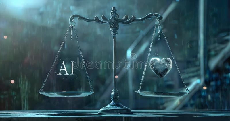Stylized Scales Balance AI and a Heart, Representing the Intersection ...