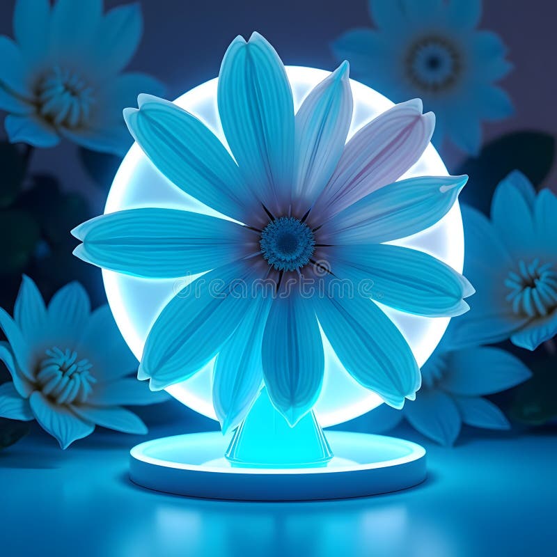 Luminous Cyan Flower Glow: Neon Nail Polish Styling Stock Illustration ...