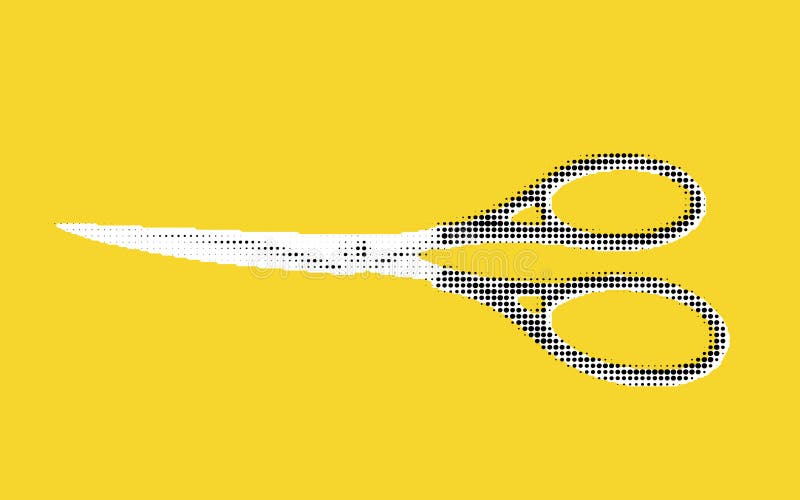Stylized Scissors Illustration on Yellow Background Stock Illustration ...
