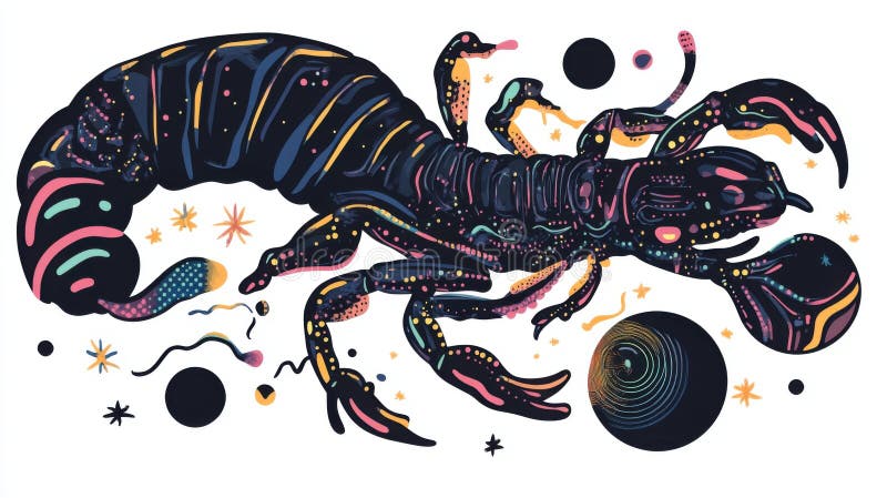 Colorful Cosmic Scorpion Illustration Design - Generated Using Ai Stock ...