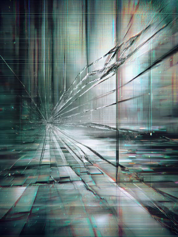 Stylized Screen with Broken Glass and Glitch Effects Creating a Tech ...