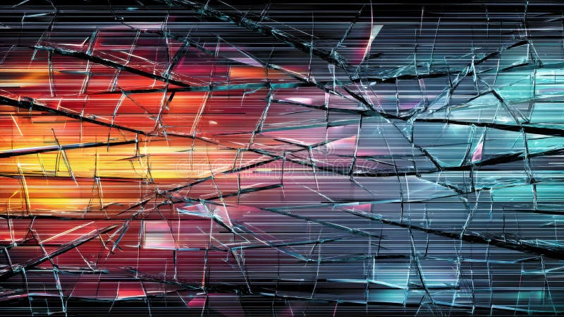 Stylized Screen Featuring Broken Glass and Glitch Effects As a Metaphor ...